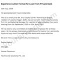 Experience Certificate Letter Format for Loan From Private Bank - HR ...