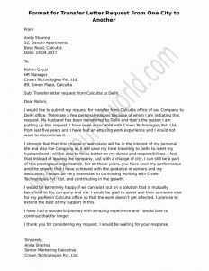 Sample Format for Transfer Letter Request From One Place to Another ...