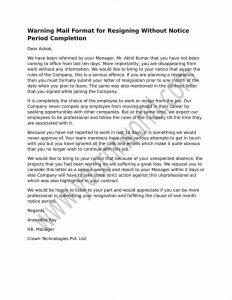 Format For Warning Mail on Resignation Without Notice Period Completion ...