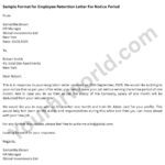 Format for Employee Retention Letter For Notice Period - HR Letter Formats