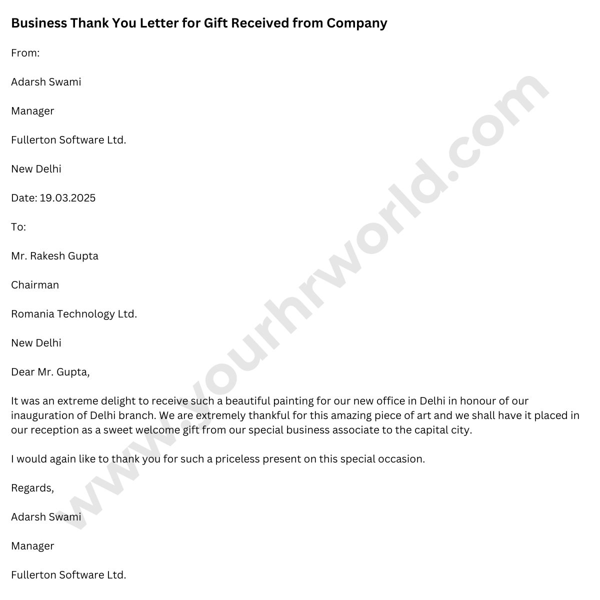 Thank you Letter for Gift from Company – Business Thank You Letter ...