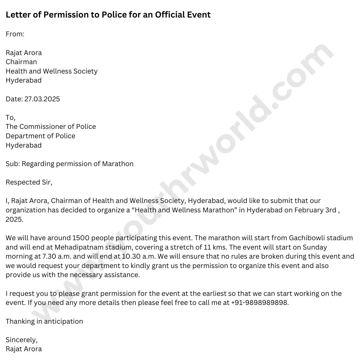 Employee One Hour Permission Letter Format - Infoupdate.org