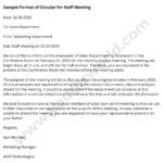 Sample of Circular for Staff Meeting - HR Letter Formats