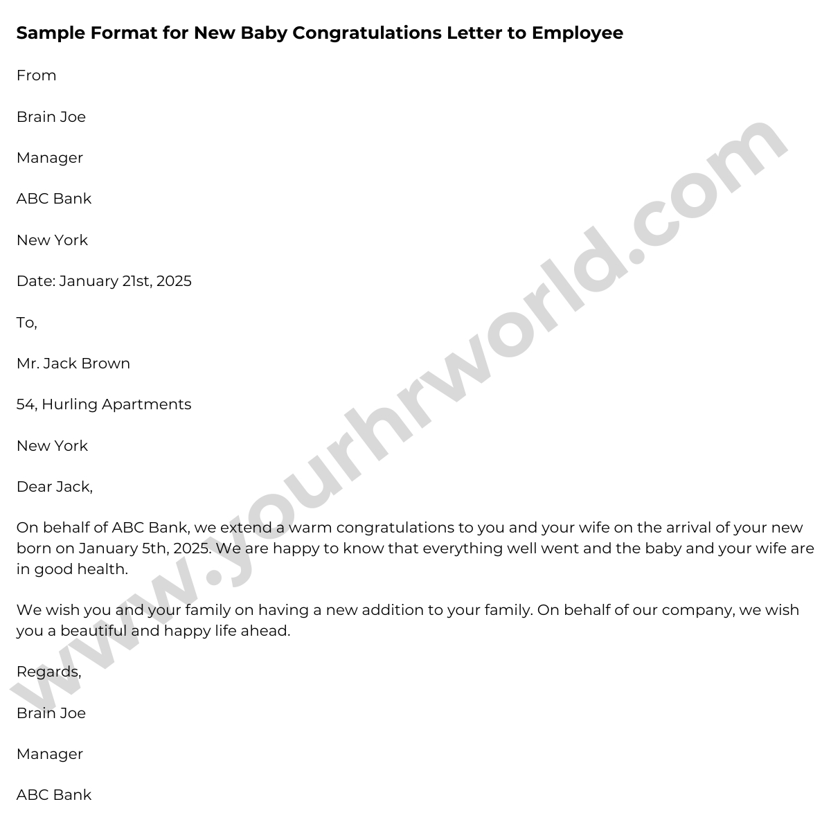 Congratulation Letter Format
